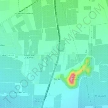 Topografische Karte Cerrillos, Höhe, Relief