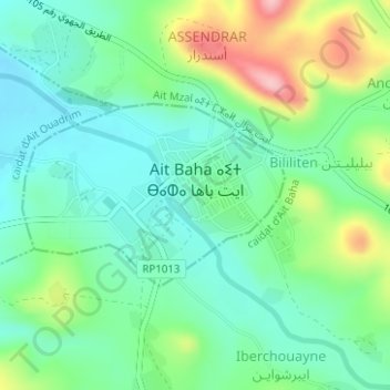 Topografische Karte Ait Baha, Höhe, Relief