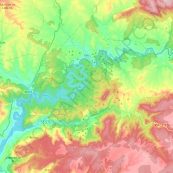 Topografische Karte Trillo, Höhe, Relief